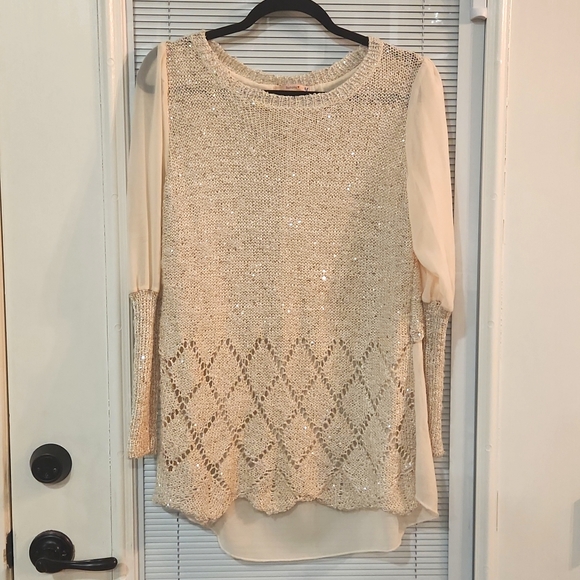 Banana Usa | Sweaters | Champagne Light Gold Sweater With Sparkle And ...